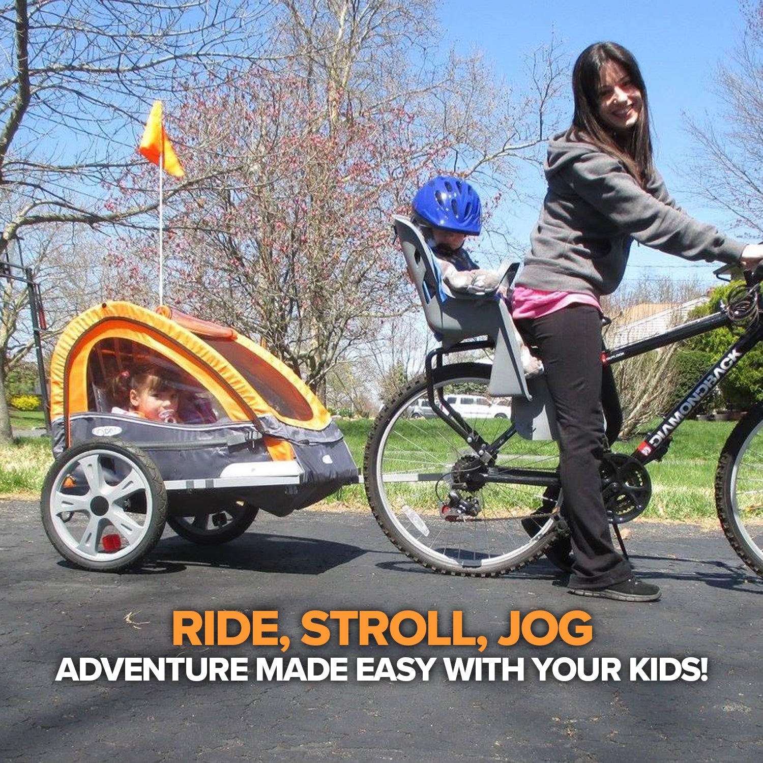 Double Tow Behind Bike Trailer for Toddlers